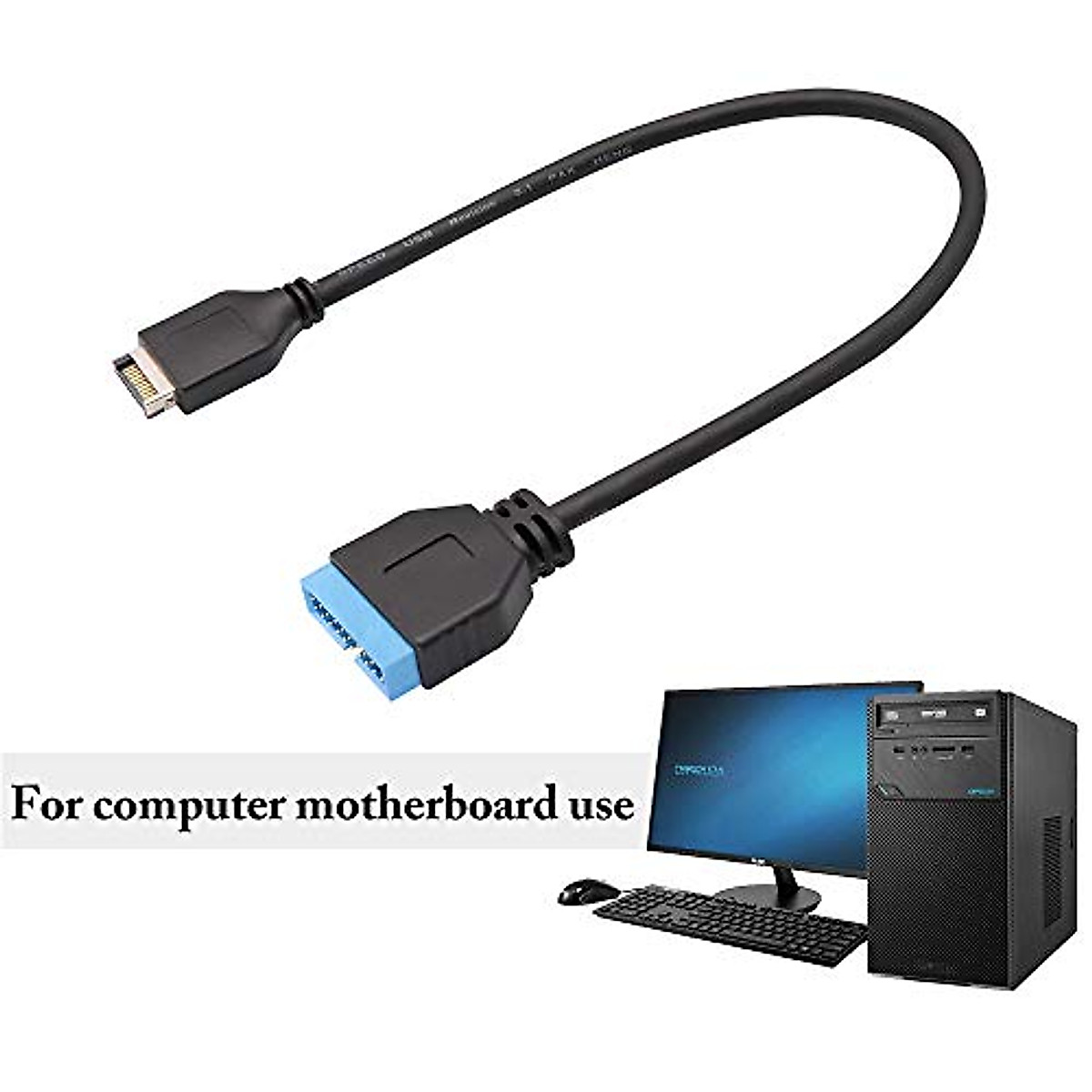 zdyCGTime USB 3.1 Front Panel Header to USB 3.0 20Pin Header Extension Cable for ASUS Motherboard 20cm Black (20p)