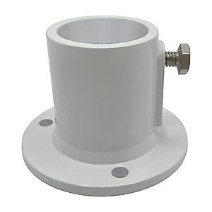 Poolzilla 1-Pack Deck Anchor Flange in White, Diameter of 1 1/2", Made of High Grade Cast Aluminum