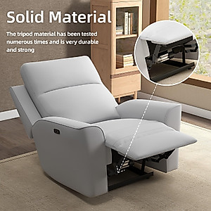 EBELLO Power Recliner Chair for Adult, Single Electric Recliner with Double Layer Backrest Cushion and USB Port, Breathable Fabric Reclining Chair for Living Room, Office, Bedroom, Light Gray