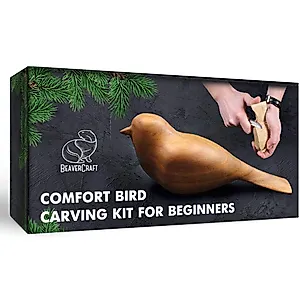 BeaverCraft, Wood Carving Kit Comfort Bird DIY - Complete Starter Whittling Knife Kit for Beginners Adults and Teens - Book Fun Project Carve Bird Hobby Whittling Knife - Learning Woodworking