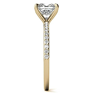 10K Solid Yellow Gold Handmade Engagement Rings 3.0 CT Princess Cut Moissanite Diamond Solitaire Wedding/Bridal Ring Set for Women/Her Propose Ring (10)