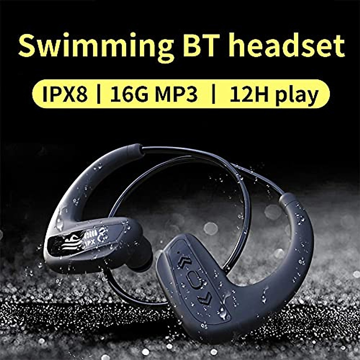 CYBORIS Wireless Bluetooth Headphones, IPX8 Waterproof Swimming Headphones, 16GB Mp3 Player Workout Headphones - Built-in Bone Conduction Waterproof Horn in-Ear Earphones for Run, Swim, Cycle