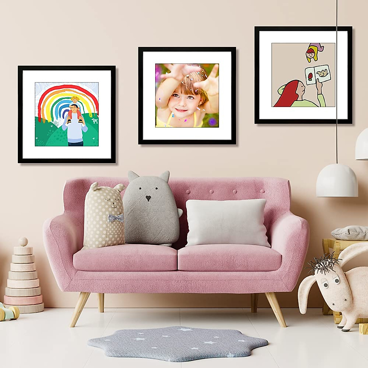 KZZLOL 20x20 Frame Black, Display Pictures 16x16 with Mat or 20x20 without Mat, Home Decor Wall Gallery Poster Picture Photo Frames-1PCS