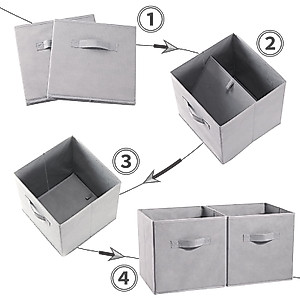 Mrooda Fabric Storage Bins 2 Pack Storage Cubes For Shelves、Storage Bins with 2 Handles 、Rectangle Storage Box Organizer Shelf Baskets 、for clothes toys books and more、color grey 2 pack