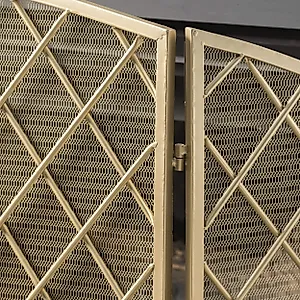 Christopher Knight Home Amiyah 3 Panelled Iron Fireplace Screen, Gold