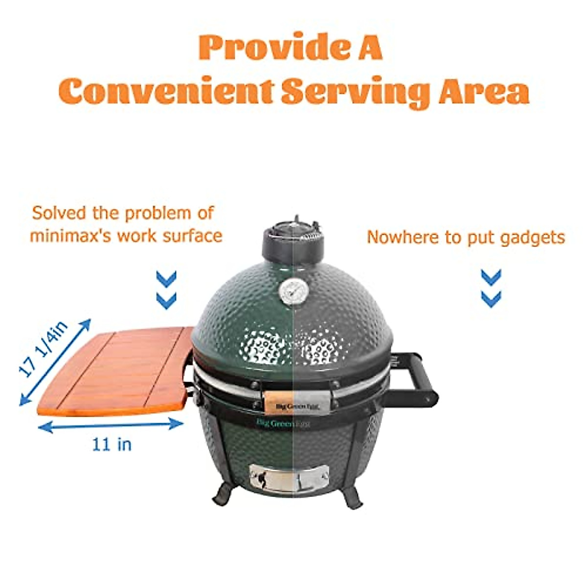 KAMaster Wooden Side Shelves for MiniMax Big Green Egg,Red Oak Wood Egg Mates Big Green Egg Accessories Egg Mates for The MiniMax Egg Side Tables Grill Parts Replacement Grill Smoker