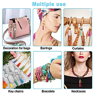 Duufin 240 Pieces Keychain Tassels Bulk Leather Tassel Pendants Colorful Tassel for Keychain, Craft and DIY Projects, 60 Colors (Gold and Silver Cap)