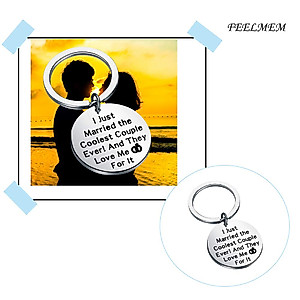 FEELMEM Wedding Planner Gift Wedding Officiant Gift I Just Married the Coolest Couple Ever Keychain Wedding Thank Your Gift for Reverend Preacher Wedding Coordinator (silver)