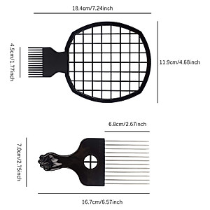 BIMIGET Hair Sponge Set (Black-A) - Magic Twist Curl Glove, Afro Brush, Metal Pick Comb for Styling