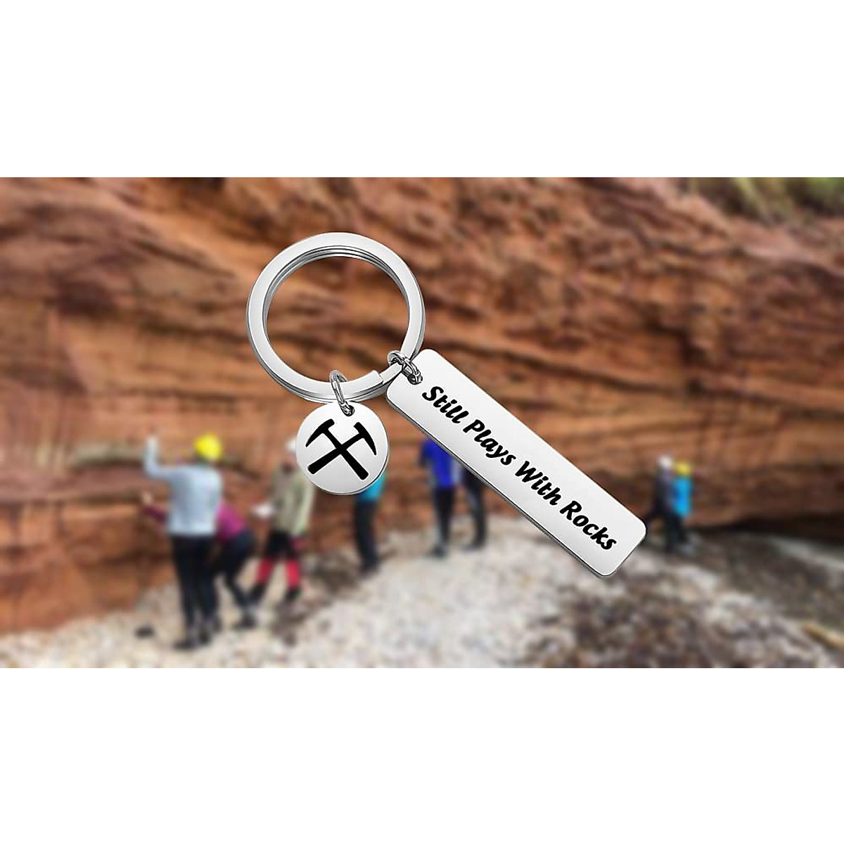 HOLLP Geology Jewelry Retirement Gift Still Plays with Rocks Keychain for Geologist (Still Plays With Rocks)
