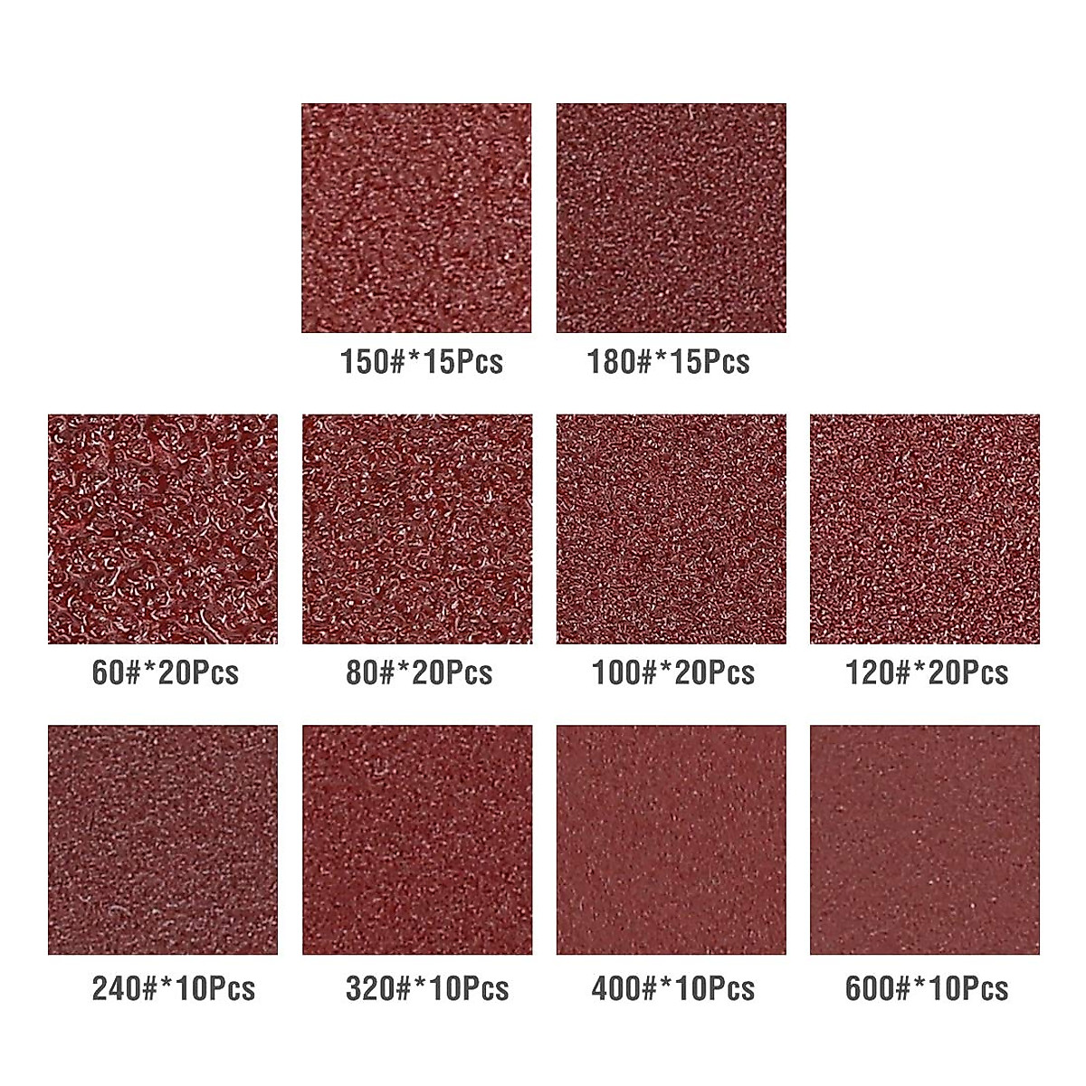 WORKPRO 150-piece Sanding Discs Set - 5-Inch 8-Hole Sandpaper 10 Grades Include 60, 80, 100, 120, 150,180, 240, 320, 400, 600 Grits for Random Orbital Sander(Not for Oscillating Tools or Mouse Sander)