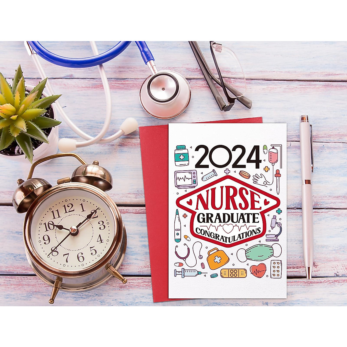 WaaHome 2024 Nurse Graduation Card for Her Women, 4''x6'' Nursing School Students Graduation Gifts Card for Female Nurses Doctors Medical Professional Her Him Women Men Girls Boys Daughter Son
