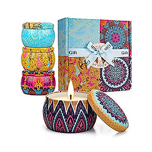 Scented Candles Gift Set, 4 Pack 4.4Oz Aromatherapy Candle, Stress Relief & Body Relaxation, Gifts for Women, Ideal for Birthday, Christmas, Thanksgiving, Mother's Day