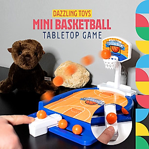 Dazzling Toys Kids Indoor Basketball - Mini Tabletop Finger Flick Games for Toddler, Desk Game Toys, Small Table Sports Machine Toy, Tiny Basketballs & Hoop for Home, Kid Basket Ball Room Arcade