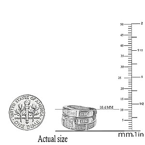 Dazzlingrock Collection 0.33 Carat (ctw) Round White Diamond Square Head Cluster Wedding Trio Ring Set for Him & Her in 925 Sterling Silver, Women size 6 & Men size 7.5