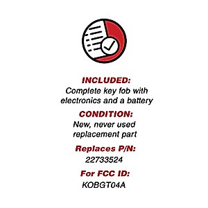KeylessOption Keyless Entry Remote Control Car Key Fob Replacement for 22733524 with Key