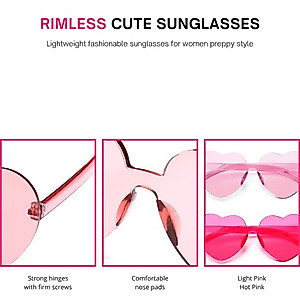 Heart Shaped Sunglasses for Women (2 Pack) - Cute Pink Heart Sunglasses for Parties, Girls Festivals Sunglasses Party Favors, Valentines Costume Sunglasses, Hot Pink Accessories for Women