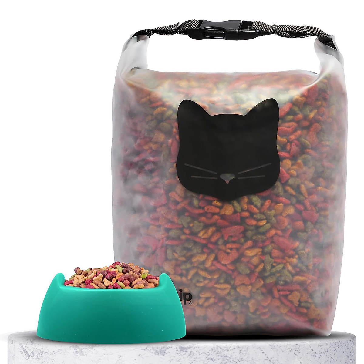(re)zip Reusable Cat Pet Food Storage Bag | 14-Cup Capacity | Airtight Roll-Top Closure | Durable, BPA-Free PEVA | Translucent & Travel-Friendly | Keeps Kibble Fresh & Organized | Machine Washable