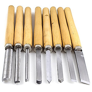 Bastex Professional Quality Wood Turning Chisel 8 pcs Set Included Lathes: 2 Skew 1 Spear Point 1 Parting 1 Round Nose & 3 Gouge Tools for Wood Working Professionals or Hobbyist. Starter Pack Kit