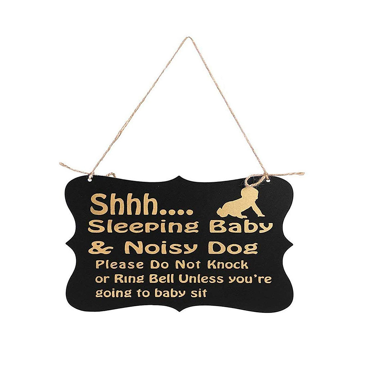 BinaryABC Baby Sleeping Sign ,Baby Do Not Disturb Door Hanger Sign,Baby Room Decorative Wooden Plaques