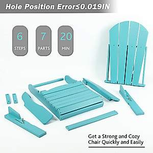 Betterhood Adirondack Chair, Folding Fire Pit Chair for Patio Garden Backyard Pool Deck Firepit and Beach, Blue