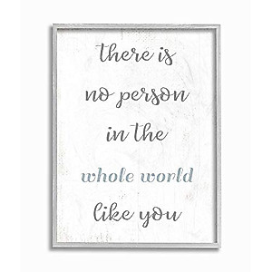 Stupell Industries No Person Like You Family Home Blue Inspirational Word, Design by Artist Daphne Polselli Wall Art, 16 x 20, Grey Framed
