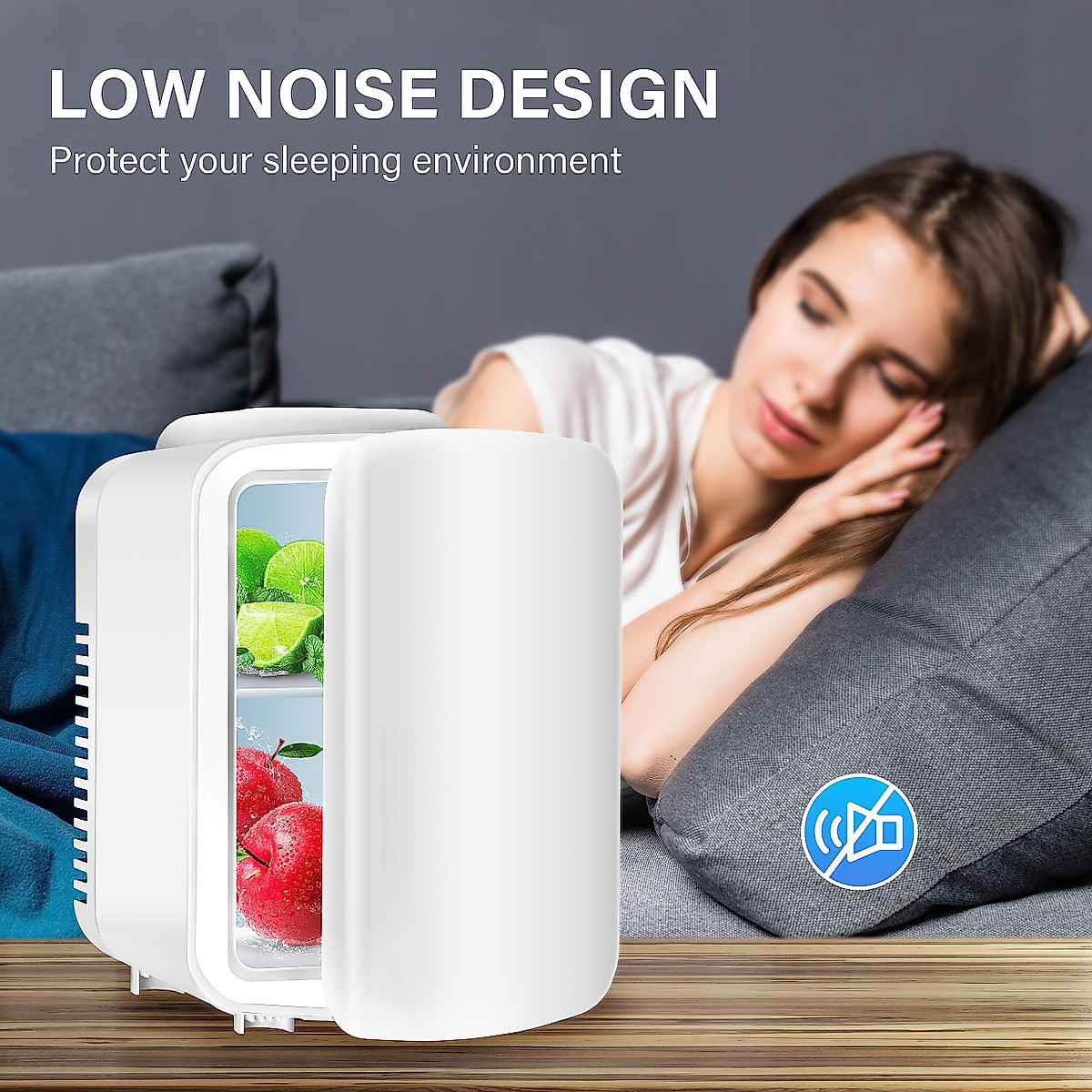 YSSOA 4L Mini Fridge with 12V DC and 110V AC Cords, 6 Can Portable Cooler & Warmer Compact Refrigerators for Food, Drinks, Skincare, Office Desk, White, Bedroom, Dormitory, Car, White