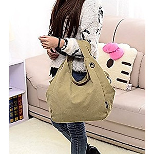 Good Bag Women's European Style Purse Casual Canvas Tote Durabel Shoulder Handbag Color Khaki