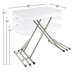 Everyday Home Folding Table - Lightweight Portable Folding Desk - Small Plastic Table for TV Tray, Playing Cards, and Craft Room (White)