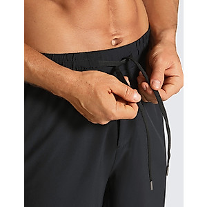 CRZ YOGA Men's Linerless Workout Shorts - 9'' Quick Dry Running Sports Athletic Gym Shorts with Pockets Black Large
