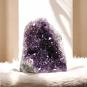 EMPORION Natural Amethyst (3 lb to 4 lb) - 4.5" to 7.5" Height - Crystal Clusters Stone from Uruguay Raw Geode Quartz - Deep Purple Color