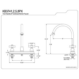 Kingston Brass KB3741PX Restoration 8-inch Centerset Kitchen Faucet without Sprayer, Polished Chrome