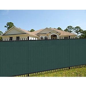 COARBOR 9'x44' Vinyl Coated Polyester (PVC) Mesh Privacy Fence Screen Fencing for Back Yard Deck Patio Garden Blocker Barrier 80% Blockage with Gommets on Edges 280GSM -Green