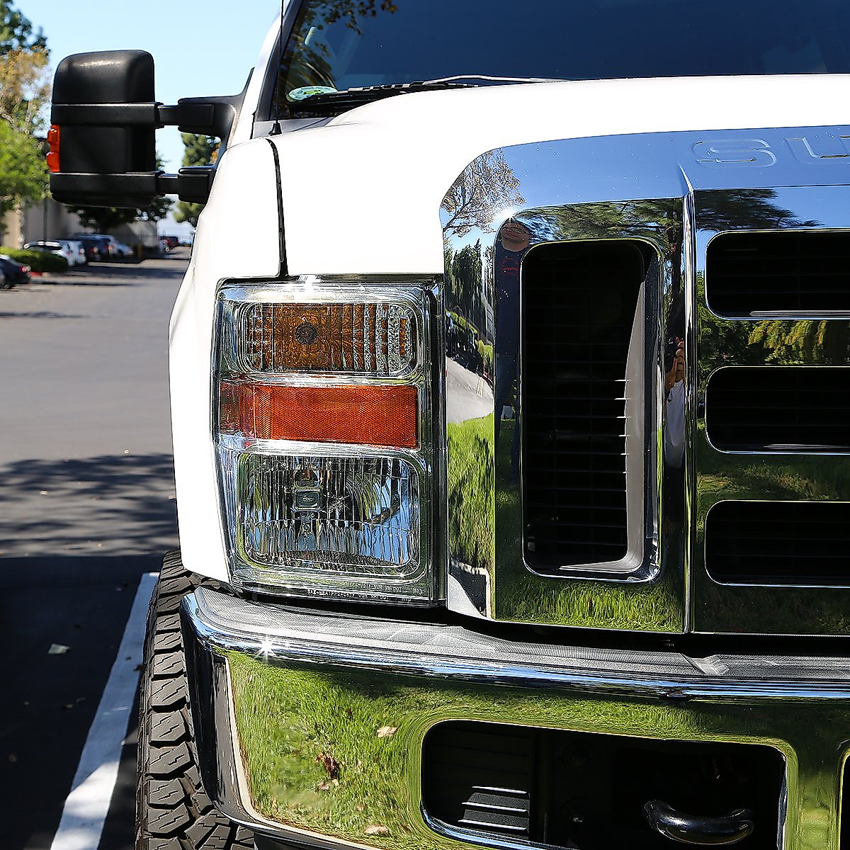 DNA MOTORING HL-OH-FSUPER08-CH-AM Chrome Amber Headlights Replacement Compatible with 08-10 F-250 / F-350 / F-450 / F-550 Super Duty