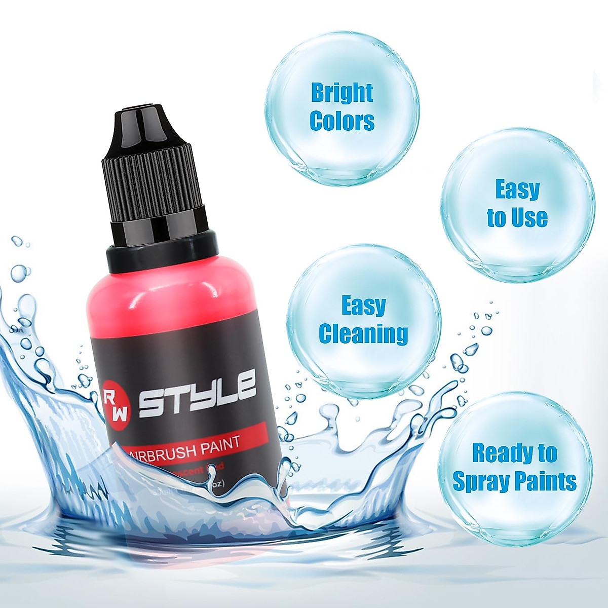 rhinowisdom Airbrush Paint - 24 Colors Airbrush Paint Set 1fl oz, Opaque & Brilliant Colors, Leather & Shoe Acrylic Air brush Paint Kit Ready to Spray Water Based for Artists Beginners Hobbyist…