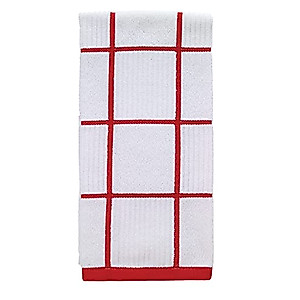 T-fal Textiles 10148 100-Percent Cotton Parquet Kitchen Dish Towel, Red, Check-Single