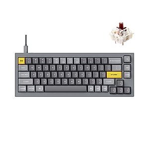 Keychron Q2 Wired Custom Mechanical Keyboard, QMK/VIA Programmable Macro, Full Aluminum, Hot-Swappable Gateron G Pro Brown Switch, 65% Layout Double Gasket Compatible with Mac and Windows - Grey