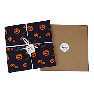 Soimoi Precut 10-inch Halloween Prints Cotton Fabric Bundle Quilting Squares Charm Pack DIY Patchwork Sewing Craft- Multicolor