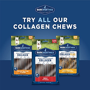 Barkworthies Peanut Butter Collagen Sticks Dog Treats (6-Inch, 8-Pack)