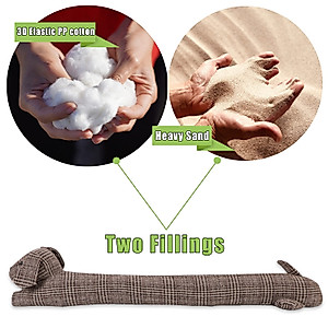 SANFERGE Dog Under Door Draft Stopper Heavy Duty, 3LB 34 Inch Decorative Fabric Door Draft Blocker, Animal Weather Stripping Sound Proof Bottom Seal, Save Energy Stopper Guard, Brown Plaid