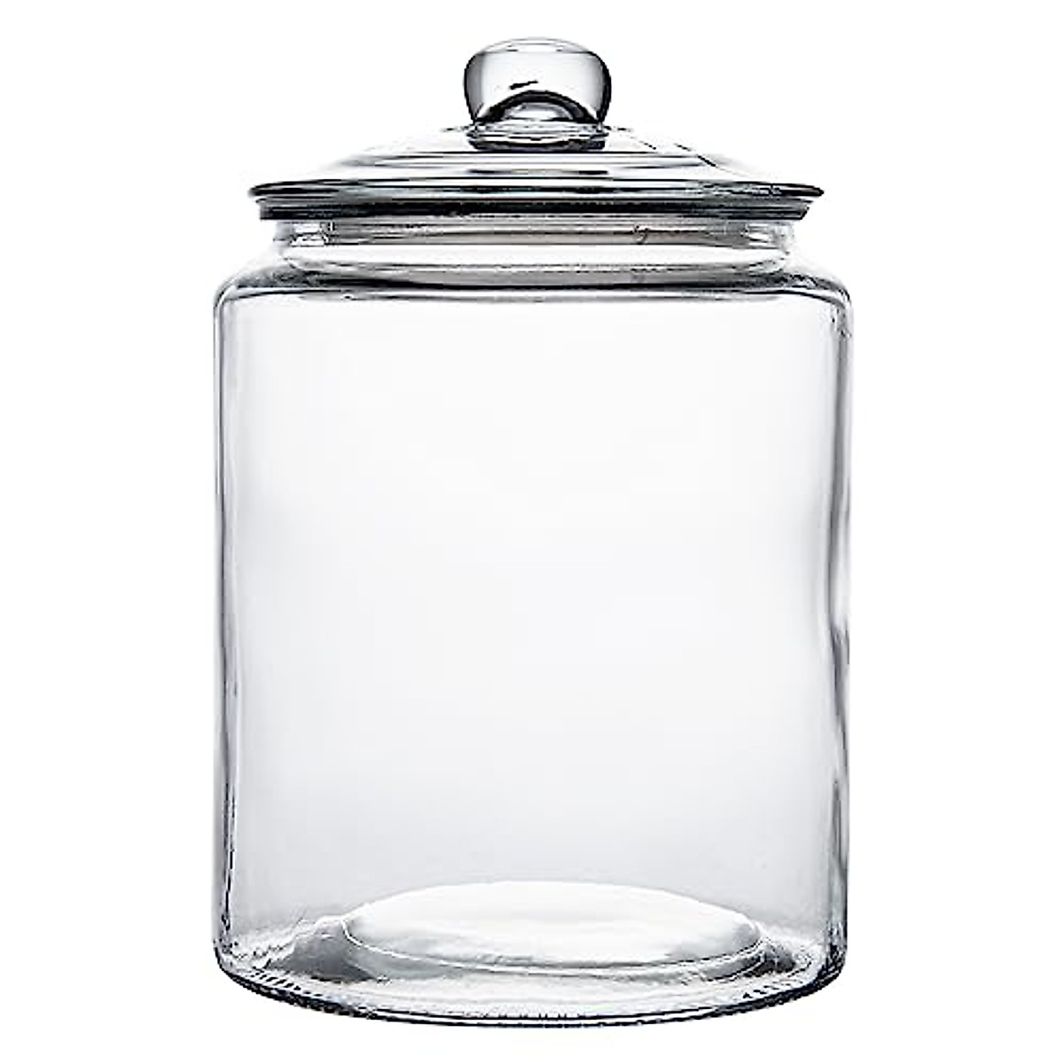 Restaurantware Vetri 1.6 Gallon Glass Storage Jar 1 Dishwashable Glass Cookie Jar - Airtight Seal Wide Opening Clear Glass Candy Jar Knob Handle Lid For Kitchen Laundry Or Storage