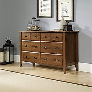 Sauder Carson Forge Armoire, Washington Cherry Finish & Shoal Creek Dresser, Oiled Oak Finish
