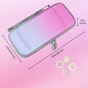 TNP Carrying Case For Nintendo Switch - Easy Carry Switch OLED Travel Case With Removable Wristlet Strap, Slim Case for Nintendo Switch with 10 Game Card Storage & 4x Thumb Grip Caps, Light Blue