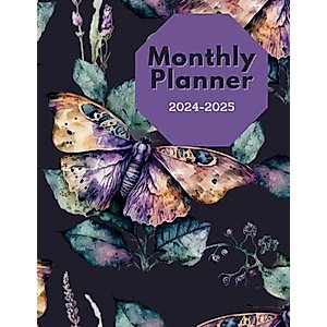 2024 2025 planner / Monthly Planner / two year calendar / flowers / butterfly: 2024-2025 Monthly Planner : 2 Year Schedule Organizer From January 2024 ... 2025 With Holidays, Notes, Goals, To Do list