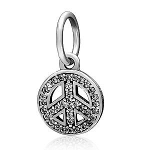 ABAOLA Symbol of Peace Dangle Charm 925 Sterling Silver Love Beads fit for Fashion Charms Bracelets (Peace)