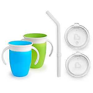 Munchkin® Miracle® 360 Trainer Cup with Straw and Sippy Lid, Green/Blue, 7 Ounce