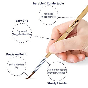 VIVIFun Micro Detail Paint Brush Set, Fine Tip Point Paint Brush for Art Painting, 12 Pcs Miniature Paint Brushes for Acrylic, Watercolor, Oil, Models, Crafts, Warhammer 40k, Line Drawing