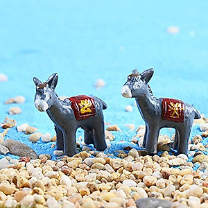 MAOMIA 12 Pcs Miniature Donkey Figurines Easter Cake Toppers, Mini Donkey DIY Craft Plant Pot Fairy Garden Landscape Decor Ornament