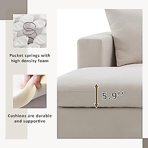 L-Shape Reversible Modular Sectional Sofa Couch,Cushions 4 Seaters Convertible Sofa&Couch Corner Leisure Cloud Sofá with Movable Ottoman & 2 Pillows for Living Room