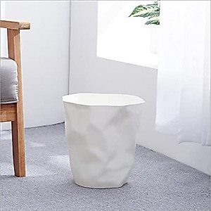 joyMerit 2-Pack Abstract Irregular Wastebasket Trash, Large Waste Basket Garbage Can for Bathroom, Bedroom, Kitchen, Home Office Accessories - White